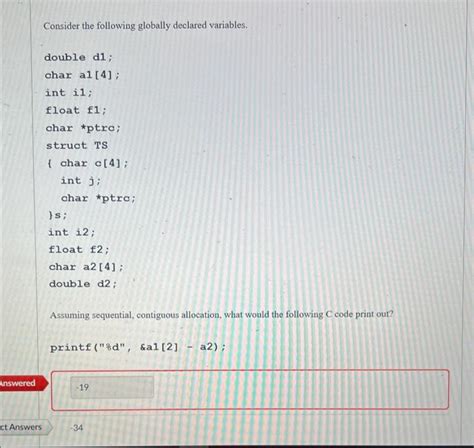 Solved Consider The Following Globally Declared Variables