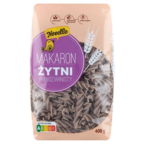 Makaron żytni pełnoziarnisty świderki Novelle 400g 13849093024