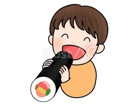 節分に恵方巻きを食べる子供イラスト No 24808036｜無料イラスト・フリー素材なら「イラストac」