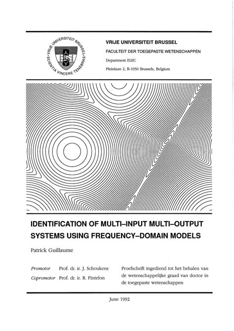 Pdf Identification Of Multi Input Multi Output Systems Using Frequency Domain Models