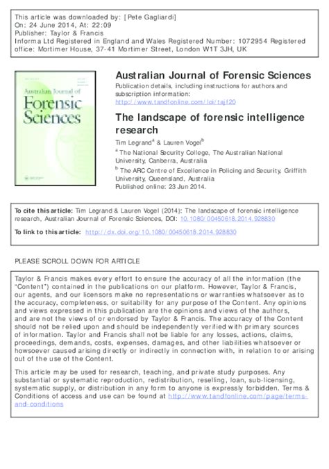 Pdf The Landscape Of Forensic Intelligence Research