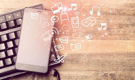 Premium Photo Laptop And Phone Smartphone User App Application