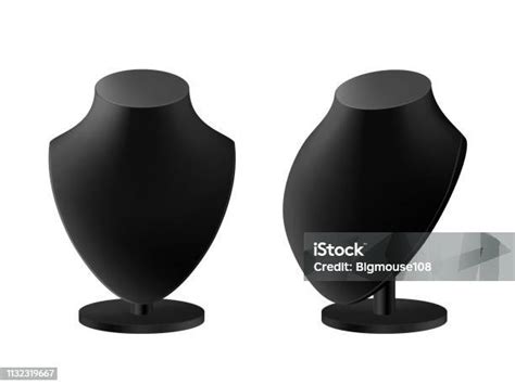 현실적인 3d 상세한 검은 색 빈 목걸이 디스플레이 세트 벡터 보여주기에 대한 스톡 벡터 아트 및 기타 이미지 보여주기