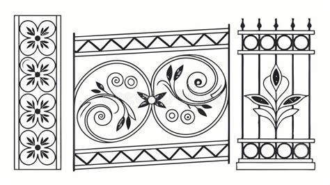 Ornate Fence Design With Floral And Vertical Bar Elements Vector Design Generative Ai Stock