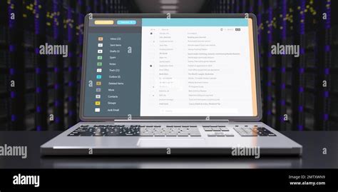 Client Mail List On Computer Laptop Screen Data Center Background Email Message Communication