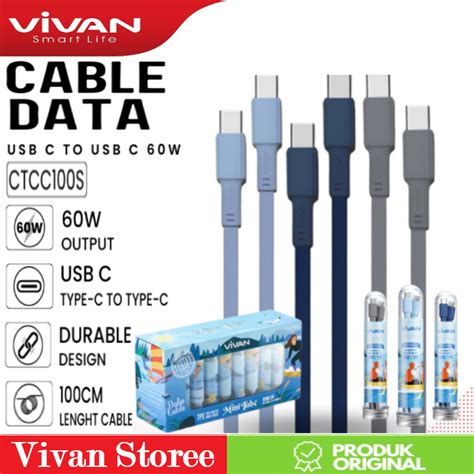Jual 1BOX 30PCS VIVAN Kabel Data CTCC100S Cable Data Type C To Type C PD 60W 100CM Mini Tube