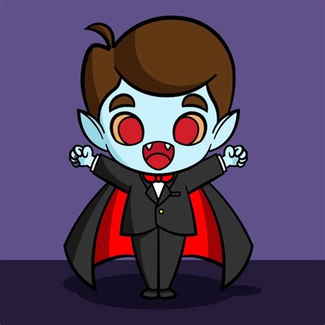 귀여운 드라큘라 재미 있고 귀여운 할로윈 만화 벡터 일러스트 레이 션 벡터 만화 할로윈입니다 귀여운 프리미엄 벡터