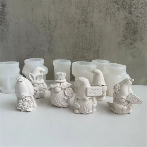 드워프 아로마 테라피 양초 실리콘 몰드 석고 시멘트 얼굴없는 노인 송진 홈 데코 Diy 만들기 티몬