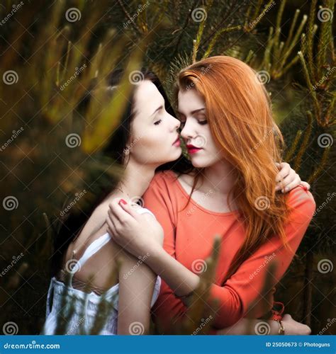 Twee Mooie Meisjes Op De Achtergrond Van Nette Fo Stock Afbeelding Image Of Volwassen Heet