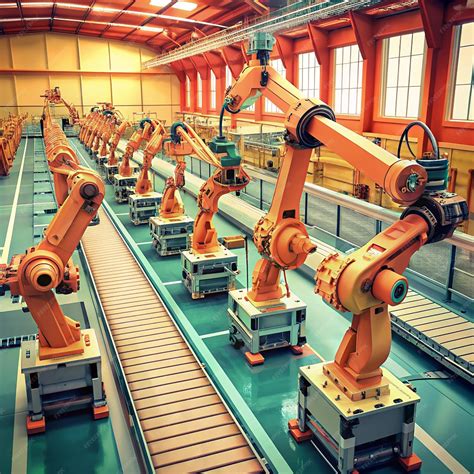 Innovative Manufacturing Robot Assembly Line Premium Ai Generated Image