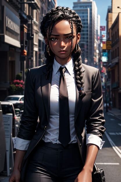 Premium Ai Image Black Woman Wearing Suit And Necktie
