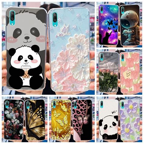 Huawei Y7 Pro 2019 Dub Lx2 น่ารัก Panda ดอกไม้พิมพ์กรณีซิลิโคนอ่อนนุ่ม Tpu ฝาหลังสําหรับ