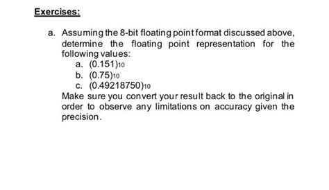 solved exercises a assuming the 8 bit floating point