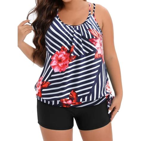 Rivelino Plus Size Blouson Tankini Swimsuits For Women Two Piece Modest