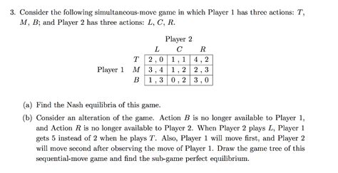 Solved Consider The Following Simultaneous Move Game In Chegg