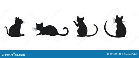 Silhouette Of Two Cats With Heart Tails Cartoon Vector Cartoondealer