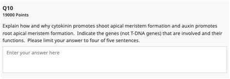 Solved Q10 19000 Points Explain How And Why Cytokinin
