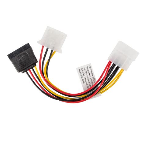 Захранващ кабел Molex 4 пинов женски към Molex 4 пинов мъжки и Sata 15 пинов женски 15 см Tcl