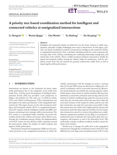 Pdf A Priority Tree Based Coordination Method For Intelligent And Connected Vehicles At