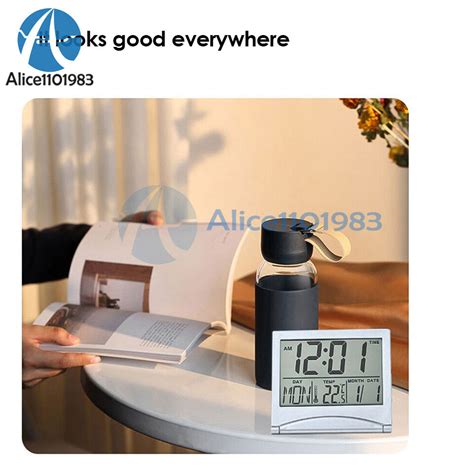 Digital Deck Clock Foldable Calendar Temperature Timer Alarm Clock Lcd Display Ebay