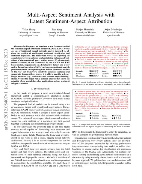 Pdf Multi Aspect Sentiment Analysis With Latent Sentiment Aspect