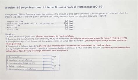 Solved Exercise 12 3 Algo Measures Of Internal Business