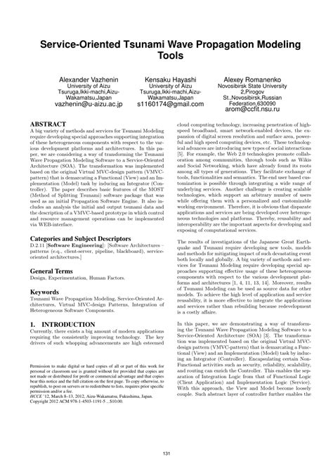 Pdf Service Oriented Tsunami Wave Propagation Modeling Tools
