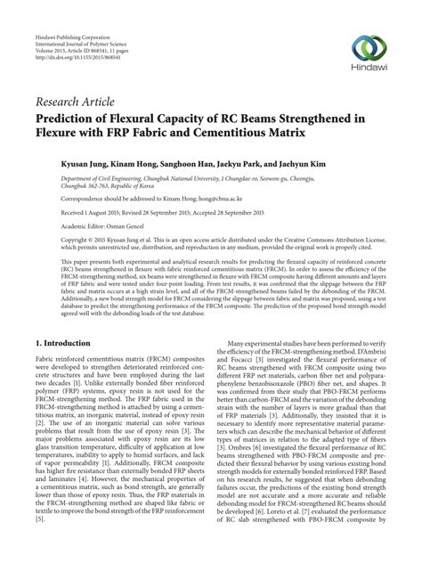 Pdf Prediction Of Flexural Capacity Of Rc Beams Strengthened In Flexure With Frp Fabric And