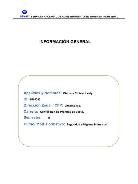 Ejercicio 3 S G Pdf Seguridad Y Salud Ocupacional
