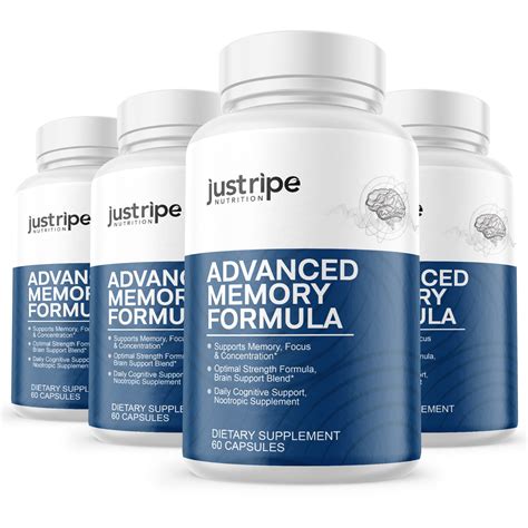 4 Pack Advanced Memory Formula Best Nootropic Brain Supplement Memor Justripenutrition