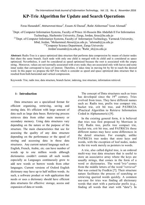 Pdf Kp Trie Algorithm For Update And Search Operations