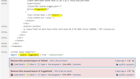 Sonarqube Reports False Unused Imports In Vue3 Composition Api Report