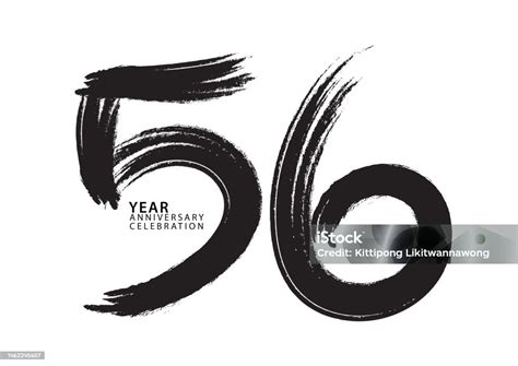 56 주년 기념 축하 로고 타입 검은 붓 벡터 56 숫자 디자인 56 번째 생일 초대장 기념일 템플릿 로고 번호 디자인 벡터 서예 글꼴 타이포그래피 로고 검은색에 대한 스톡