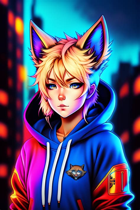 Lexica Anime Style Blonde Hair Blue Eyes Wolf Ears Wolf Tail