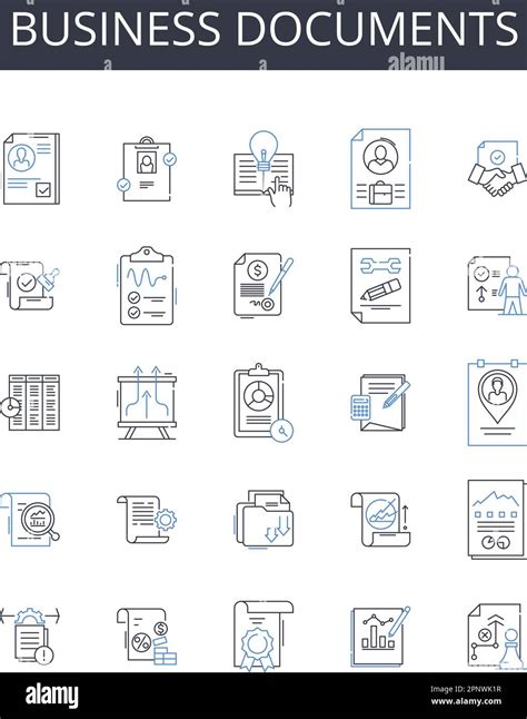 Business Documents Line Icons Collection Scheduling Productivity Organization Efficiency