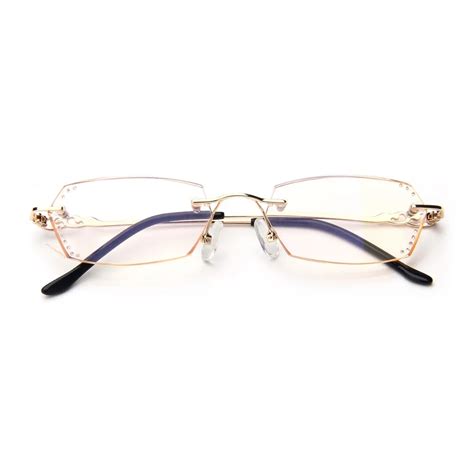 Fashion Frameless Diamond Cut Reading Glasses Women Rimless Diopter