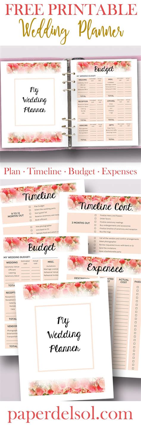 Free Printable Wedding Planner Pages To Start Your Wedding Binder