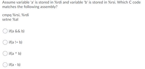 Solved Assume Variable A Is Stored In Rdi And Variable