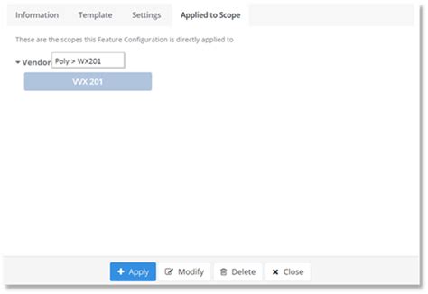Viewing Feature Configurations For Vendor Model Scope