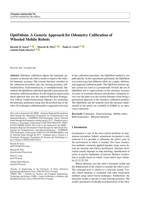 pdf optiodom a generic approach for odometry calibration of wheeled