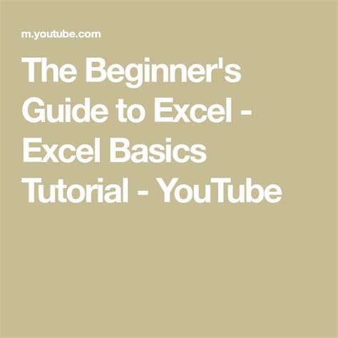 The Beginners Guide To Excel Excel Basics Tutorial Youtube