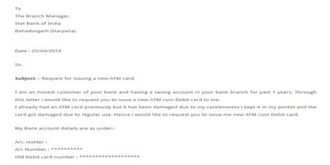 Request Application For ATM Card From Bank Manager QS Study