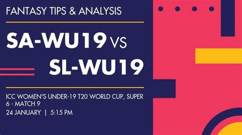 Sa Wu19 Vs Sl Wu19 Dream11 Prediction Super 6 Match 9 Fantasy