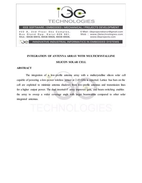 Integration Of Antenna Array With Multicrystalline Silicon Solar Cell Docx