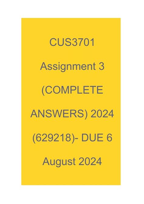 Cus3701 Assignment 3 Complete Answers 2024 629218 Due 6 August