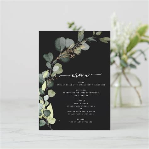 Eucalyptus Greenery Succulent Elegant Modern Menu Zazzle Succulents