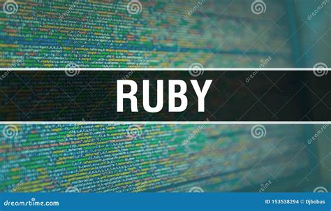 Ruby With Binary Code Digital Technology Background Abstract Background With Program Code And
