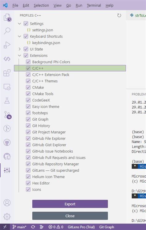 Visual Studio Code The Meaning Of Profile Contents Checkboxes Stack