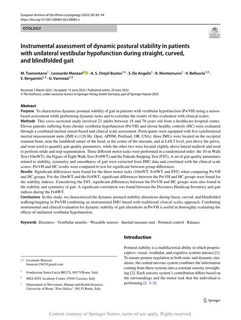 Instrumental Assessment Of Dynamic Postural Stability In Patients With