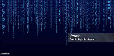 Matrix Background Cyber Security With Binary Code Rapidly Falling Randomly Blue Numbers Decoding